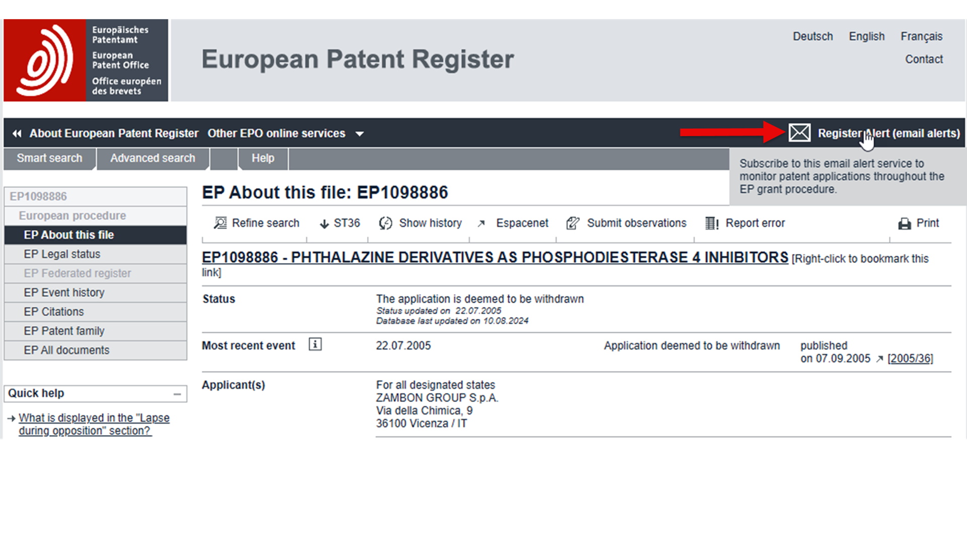 Monitoring services in the European Patent Register | epo.org